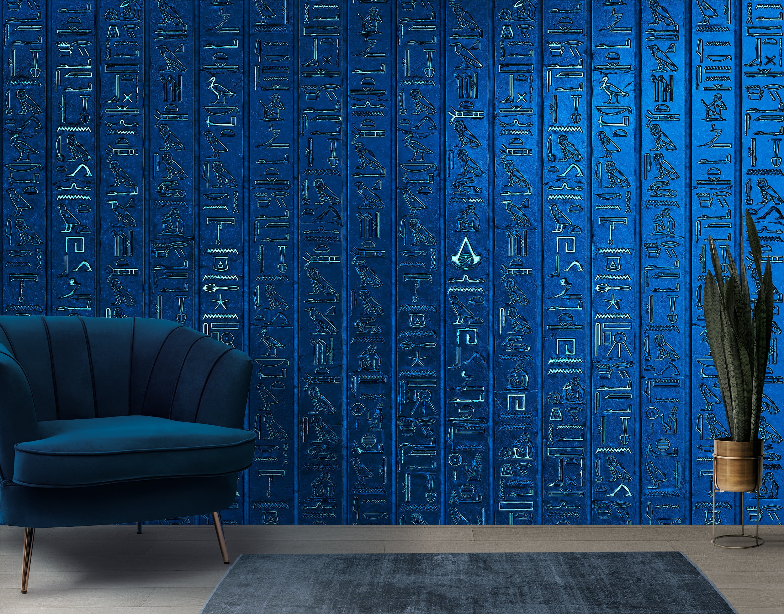 Egyptian Wallpaper Blue Wall Mural Ancient Egypt Mythology Wallpaper ...