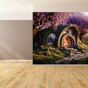 Hobbit Wallpaper Fantasy Door Mural With Hobbit House Perfect for ...