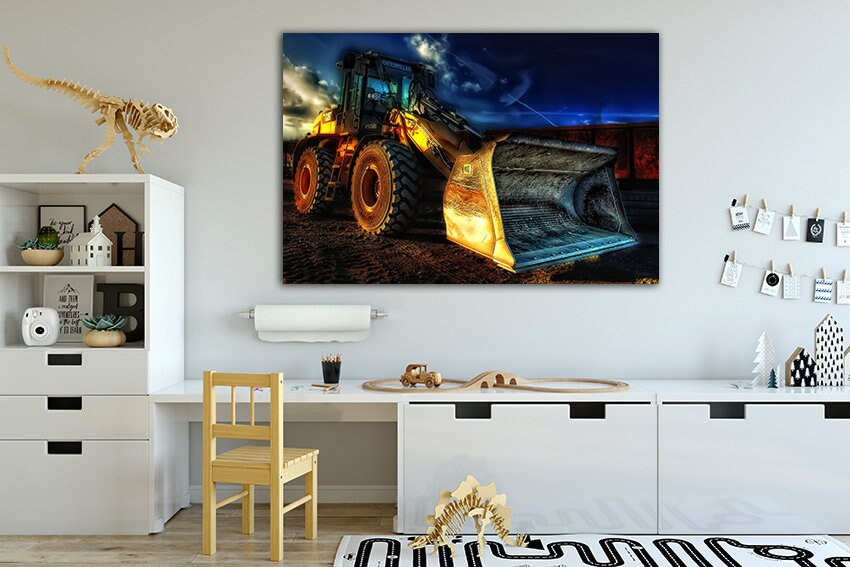 Wall Art Canvas Construction Machines Mechanism Decor Excavator Art ...