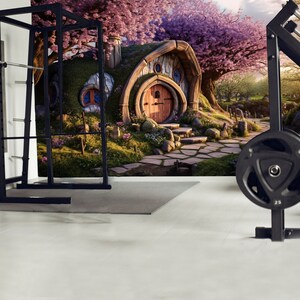 Hobbit Wallpaper Fantasy Door Mural With Hobbit House Perfect for ...