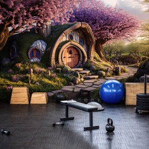 Hobbit Wallpaper Fantasy Door Mural With Hobbit House Perfect for ...