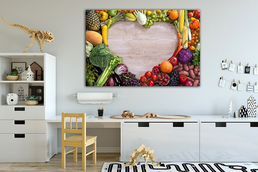 Vegetable Canvas Fruit Decor Love Food Kitchen Decor Healthy | Etsy