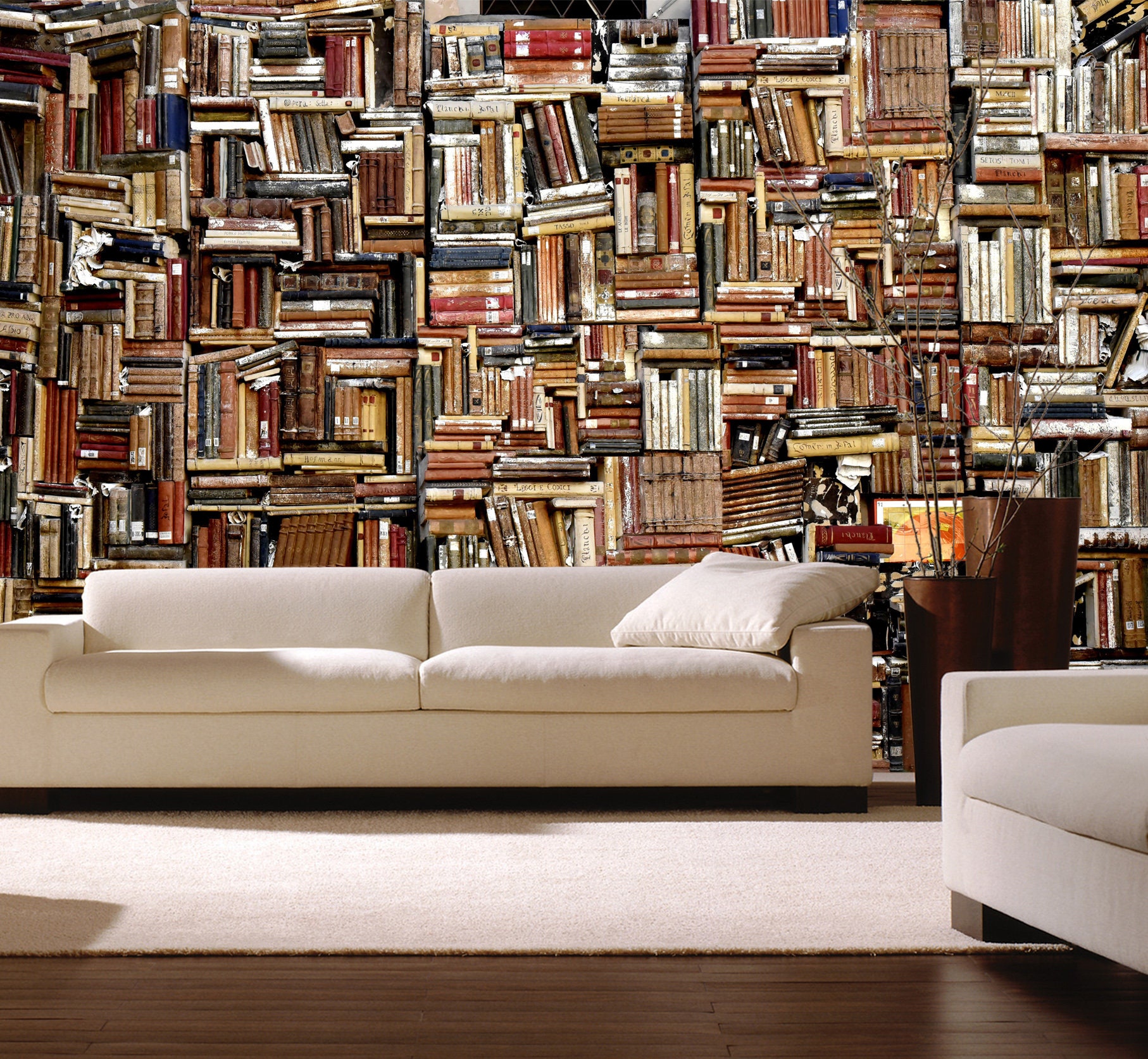 Books Library Wall Mural Bookshelves Wallpaper Reading Room Mural Old ...