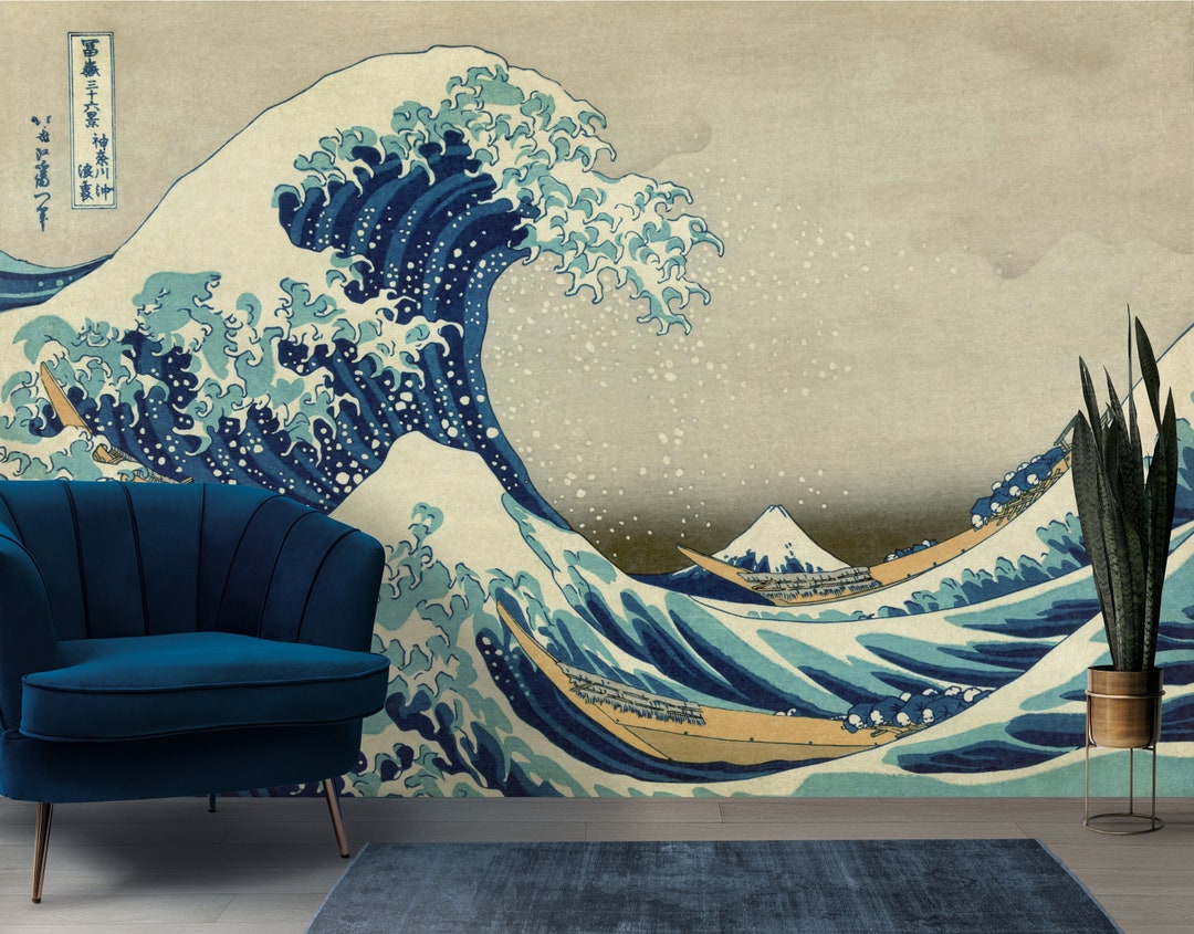 Japanese Great Wave Wallpaper Wall Mural Peel and Stick Kanagawa ...