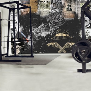 Vintage Gangster Wallpaper Retro Newspaper and Wanted Mural Criminal ...