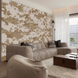 Military Wallpaper Camouflage Wall Decal Peel and Stick Mural Room ...