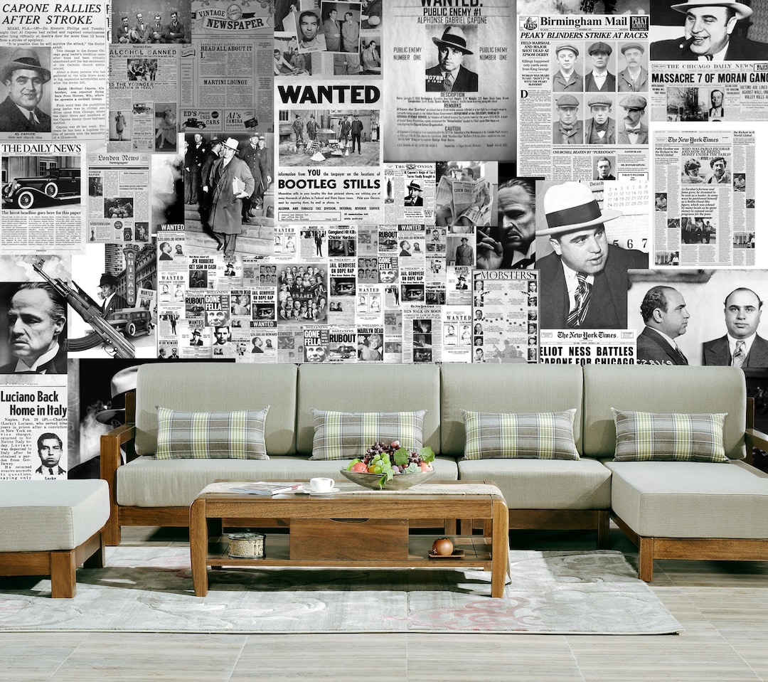 Classic Gangster Wallpaper Black & White Wall Art Criminal Mural ...