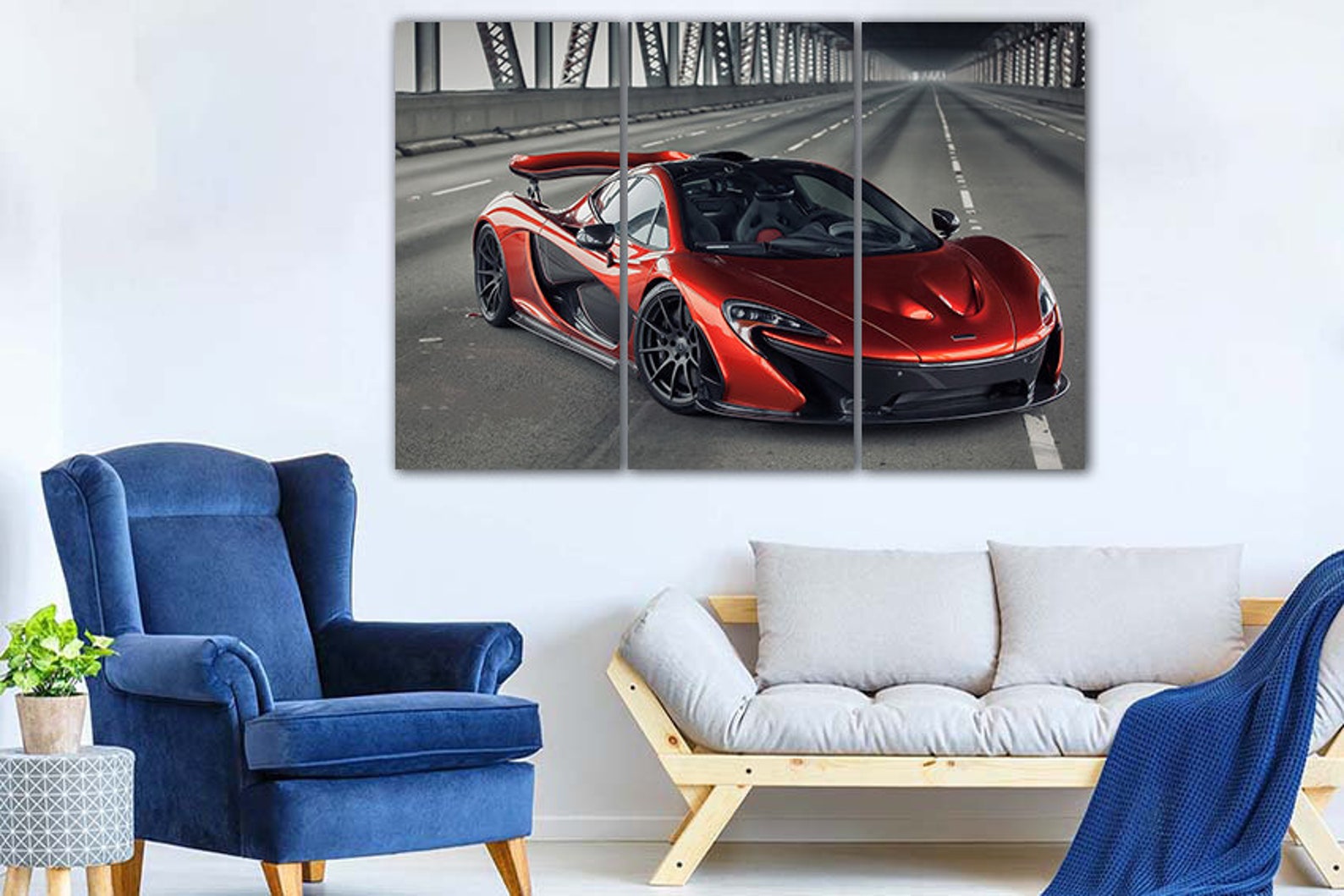 McLaren canvas Sport car art McLaren decor Red car print Super | Etsy