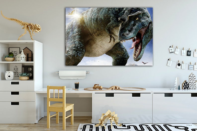 Dinosaur Canvas Tyrannosaurus Rex Dinosaur Art Dinosaur Wall Art Gift ...