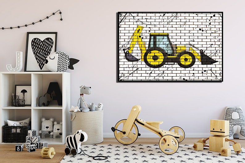 Digger Poster Truck Wall Art Vehicle Decor Construction Print Mechanism ...