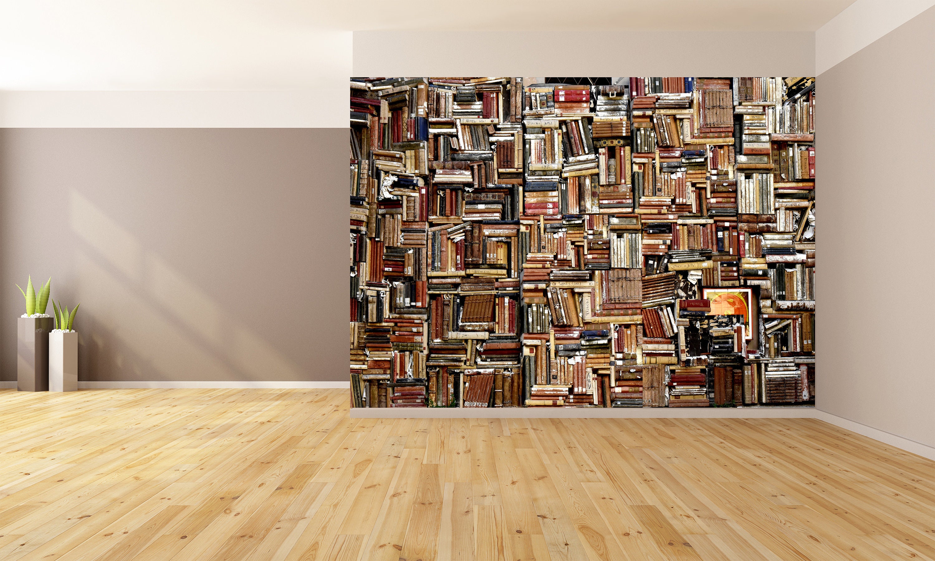 Books Library Wall Mural Bookshelves Wallpaper Reading Room Mural Old ...
