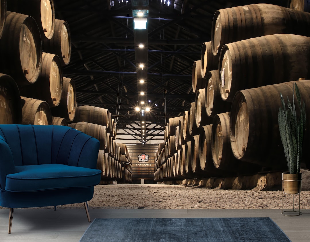 Barrels Beer & Wine Wallpaper Wall Art Mural Peel and Stick Wine Cellar ...