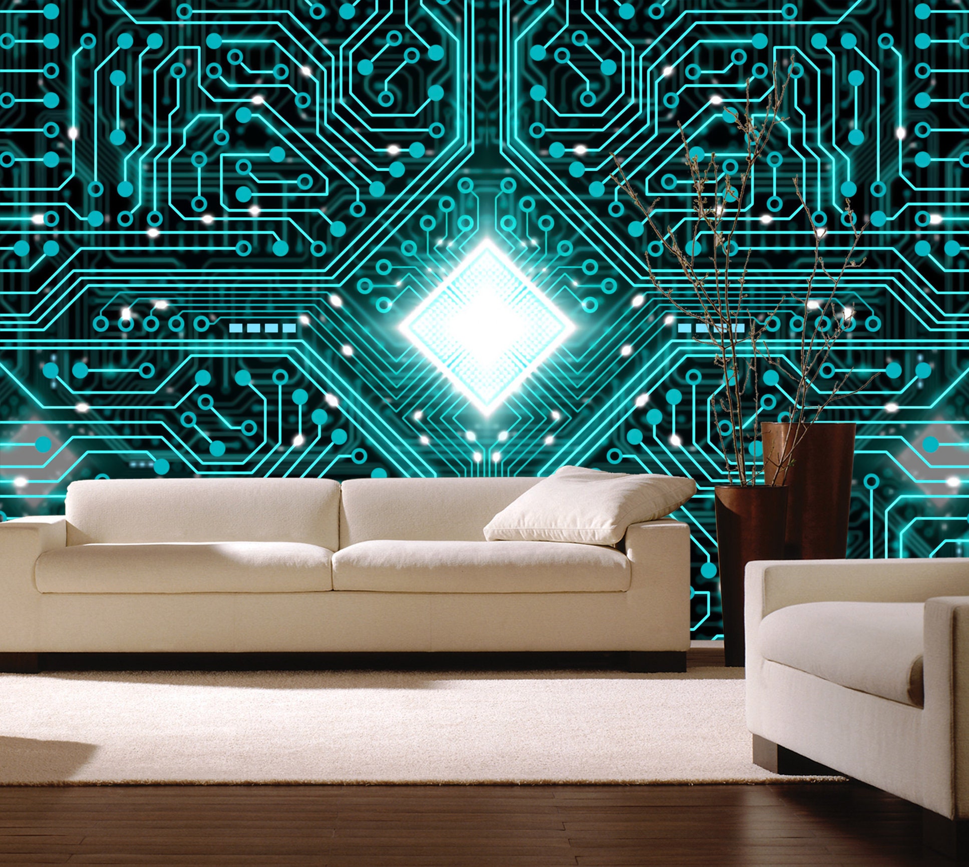 Circuit Wallpaper Technology Wall Graphics Microscheme Mural Peel and ...