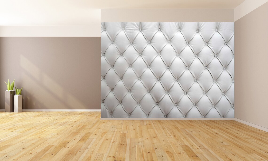 Luxury Leather Pattern Wallpaper White Textured Wall Mural Abstract ...