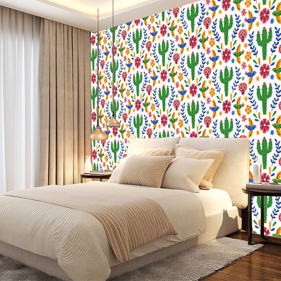 Mexican Color Tradition Wallpaper Fiesta Wall Mural Mexican Skulls ...