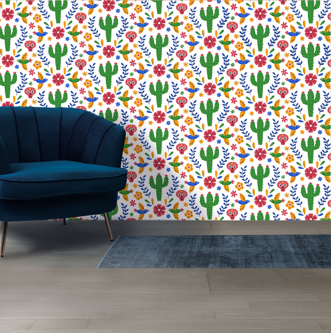 Mexican Color Tradition Wallpaper Fiesta Wall Mural Mexican Skulls ...