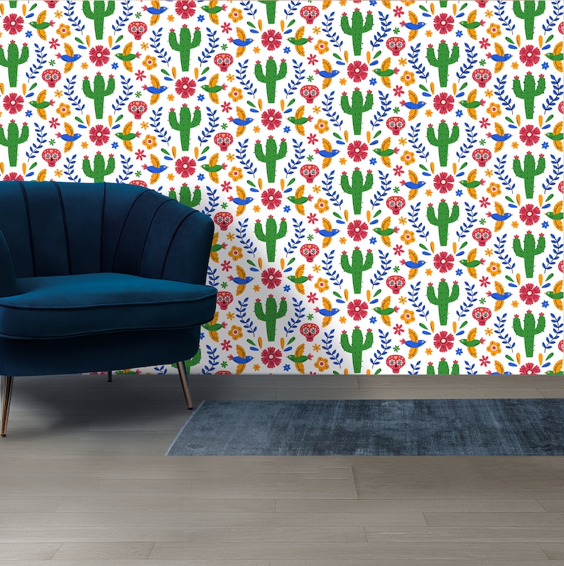 Mexican Color Tradition Wallpaper Fiesta Wall Mural Mexican Skulls ...