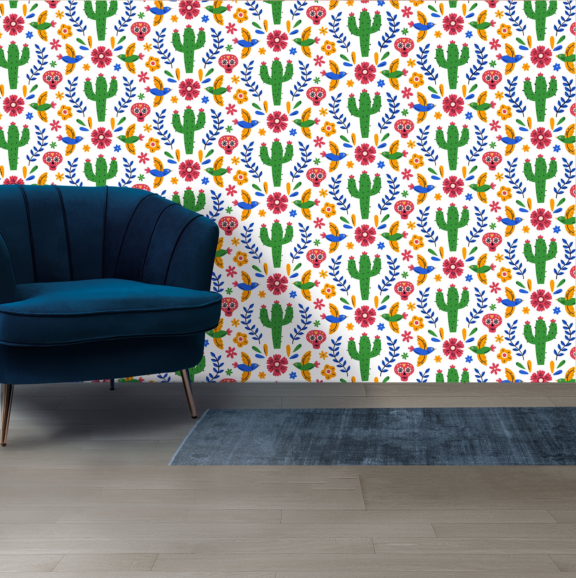 Mexican Color Tradition Wallpaper Fiesta Wall Mural Mexican Skulls ...