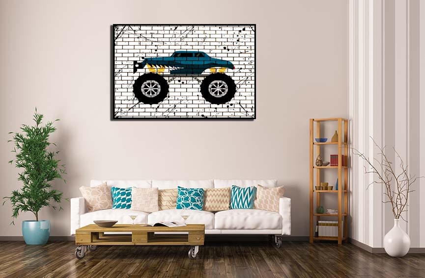 Monster Truck Poster Blue Car Monster Truck Art Toddler Decor Play Room ...