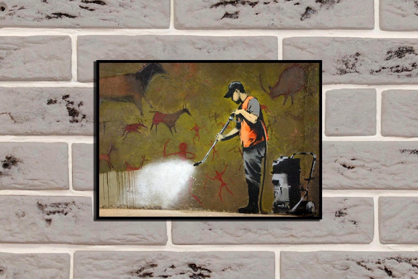 Man Wall Poster Street Cleaning Print Artist Prints Washing Wall Art ...