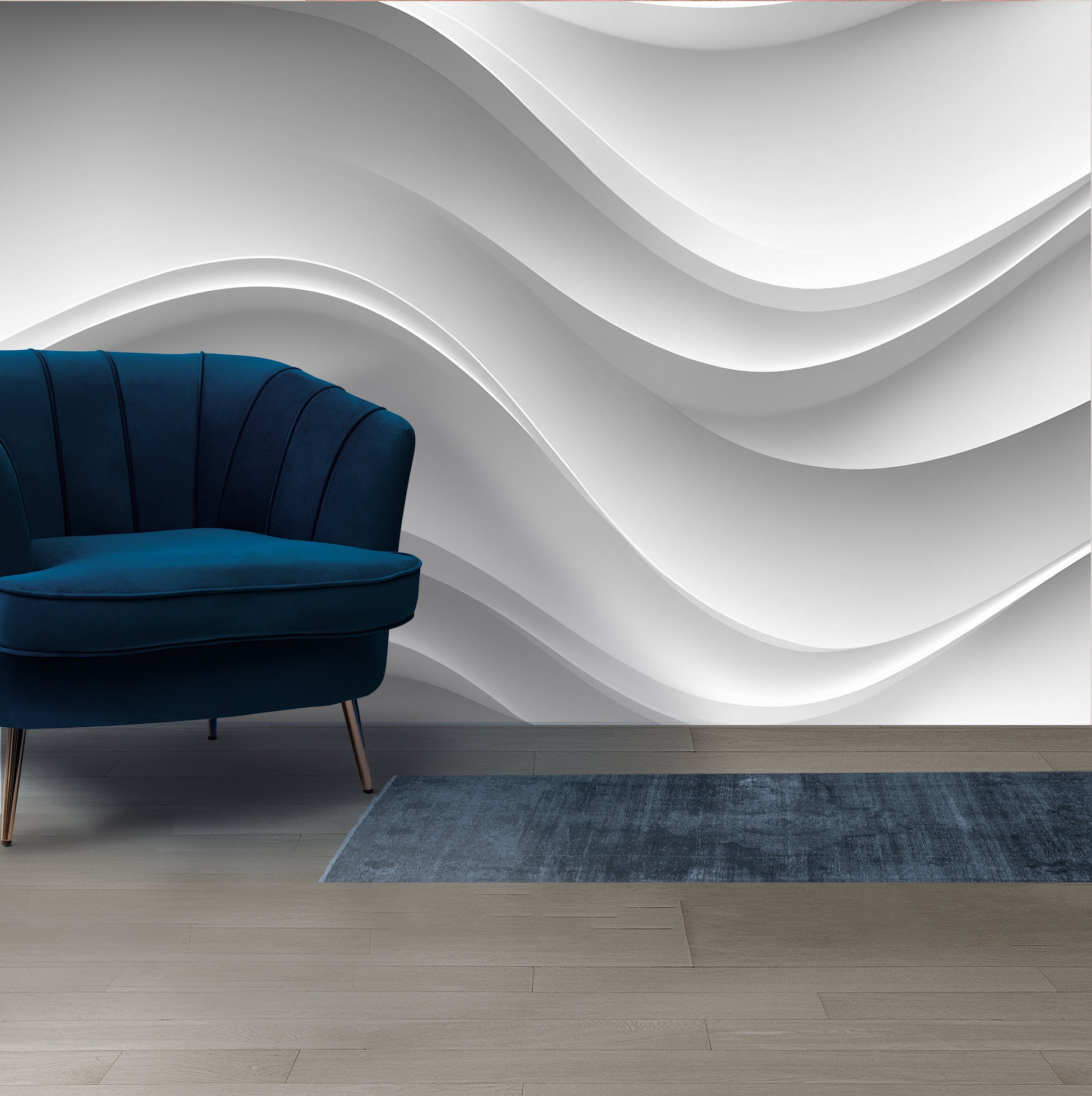 White Gypsum Abstract Waves Wallpaper 3D Wall Mural Texture Wallpaper ...