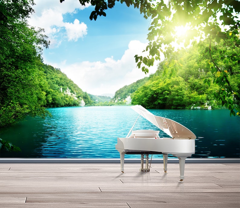 Nature Wallpaper Lake Wall Mural Landscape Wall Decor Peel & - Etsy