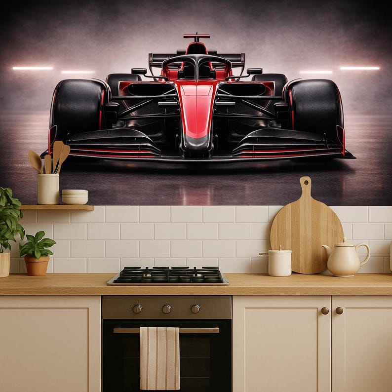 Racing Car Wallpaper Peel and Stick – Red Formula Style Race Car Wall ...