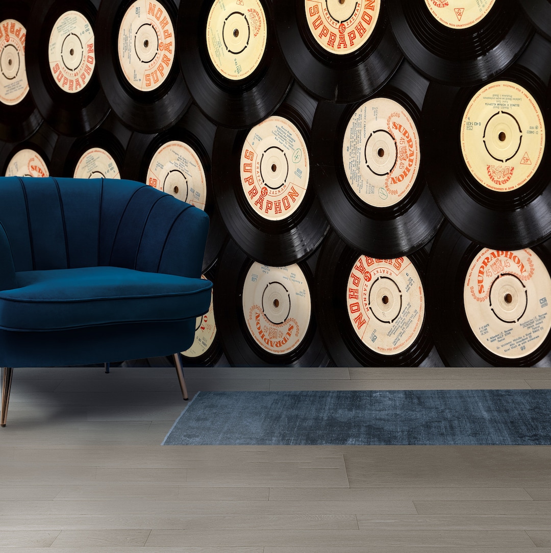 Vinyl Record Wallpaper Peel & Stick Wall Murals Retro Pop Art Wallpaper ...