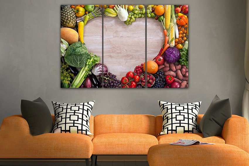 Vegetable Canvas Fruit Decor Love Food Kitchen Decor Healthy | Etsy