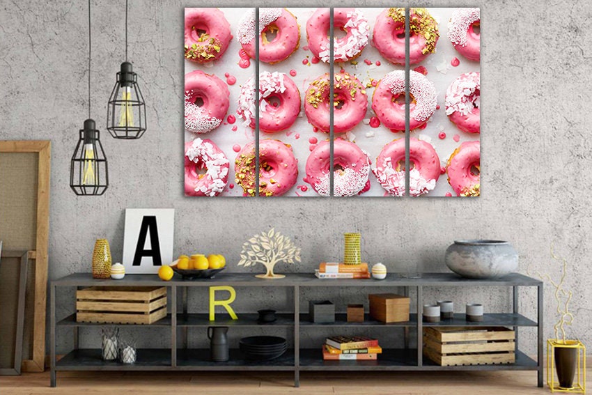 Donut Canvas Kitchen Decor Dessert Art Baking Wall Art Food | Etsy