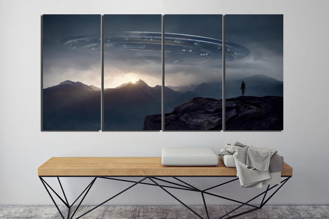 Spaceship Wall Decor Alien Wall Art Ufo Canvas Area 51 Art Planet Wall ...