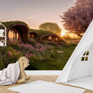 Hobbit House Wallpaper Lord of the Rings Fantasy Decal for Kids Peel ...
