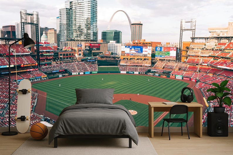 Baseball Stadium Wallpaper Peel and Stick Sports Wall Mural Retro ...