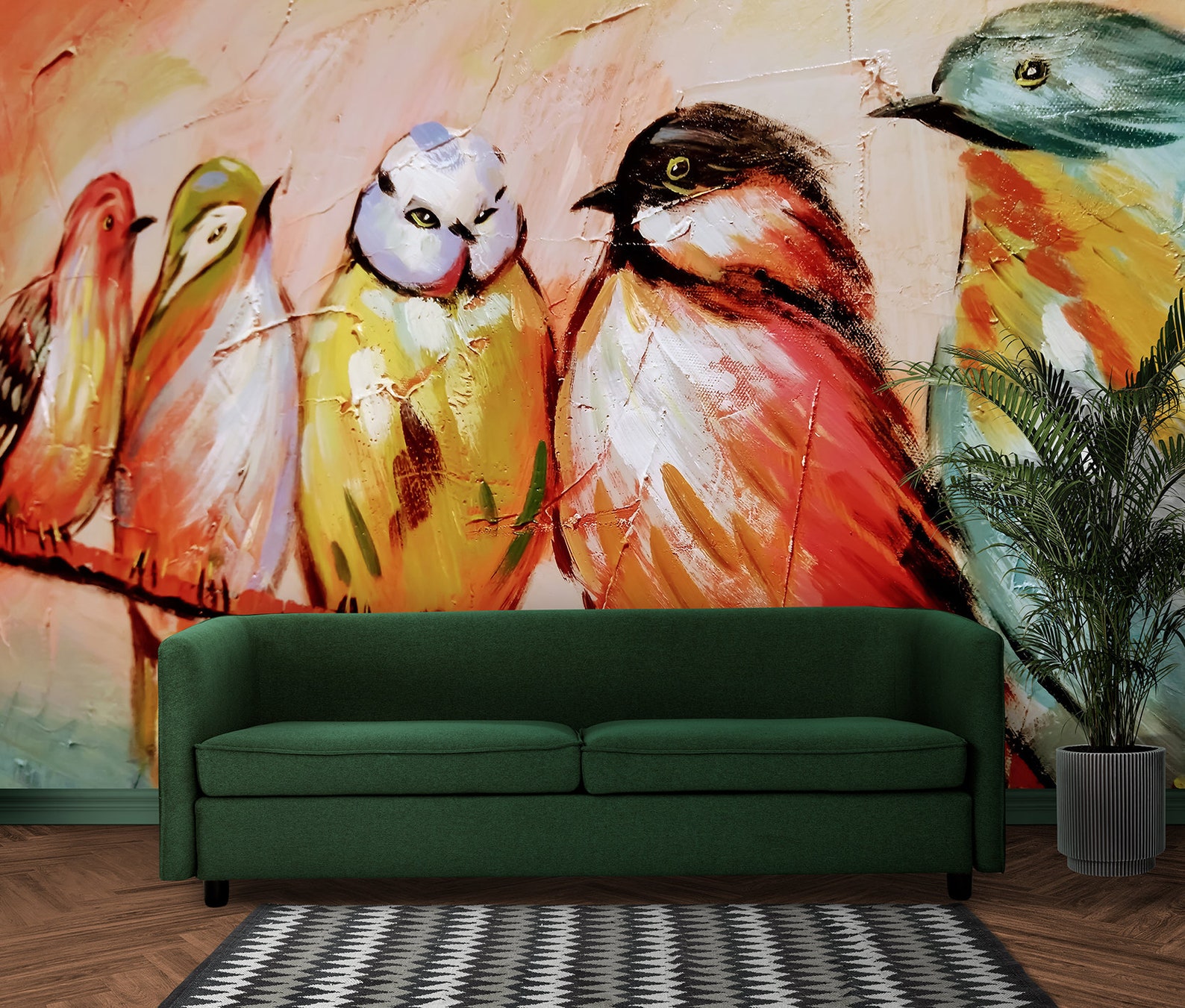 Birds Wallpaper Graffiti Wall Mural Abstract Wallpaper Colorful Wall ...