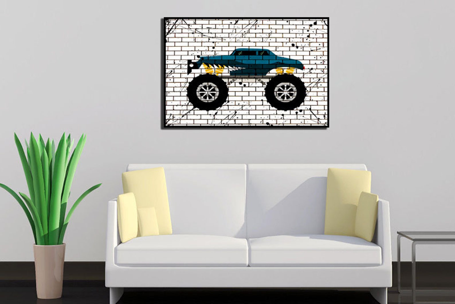 Monster Truck Poster Blue Car Monster Truck Art Toddler Decor Play Room ...