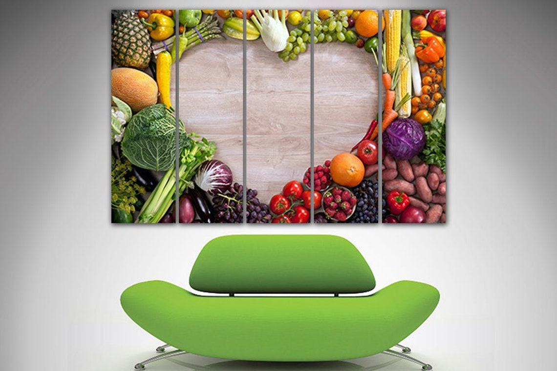 Vegetable Canvas Fruit Decor Love Food Kitchen Decor Healthy - Etsy