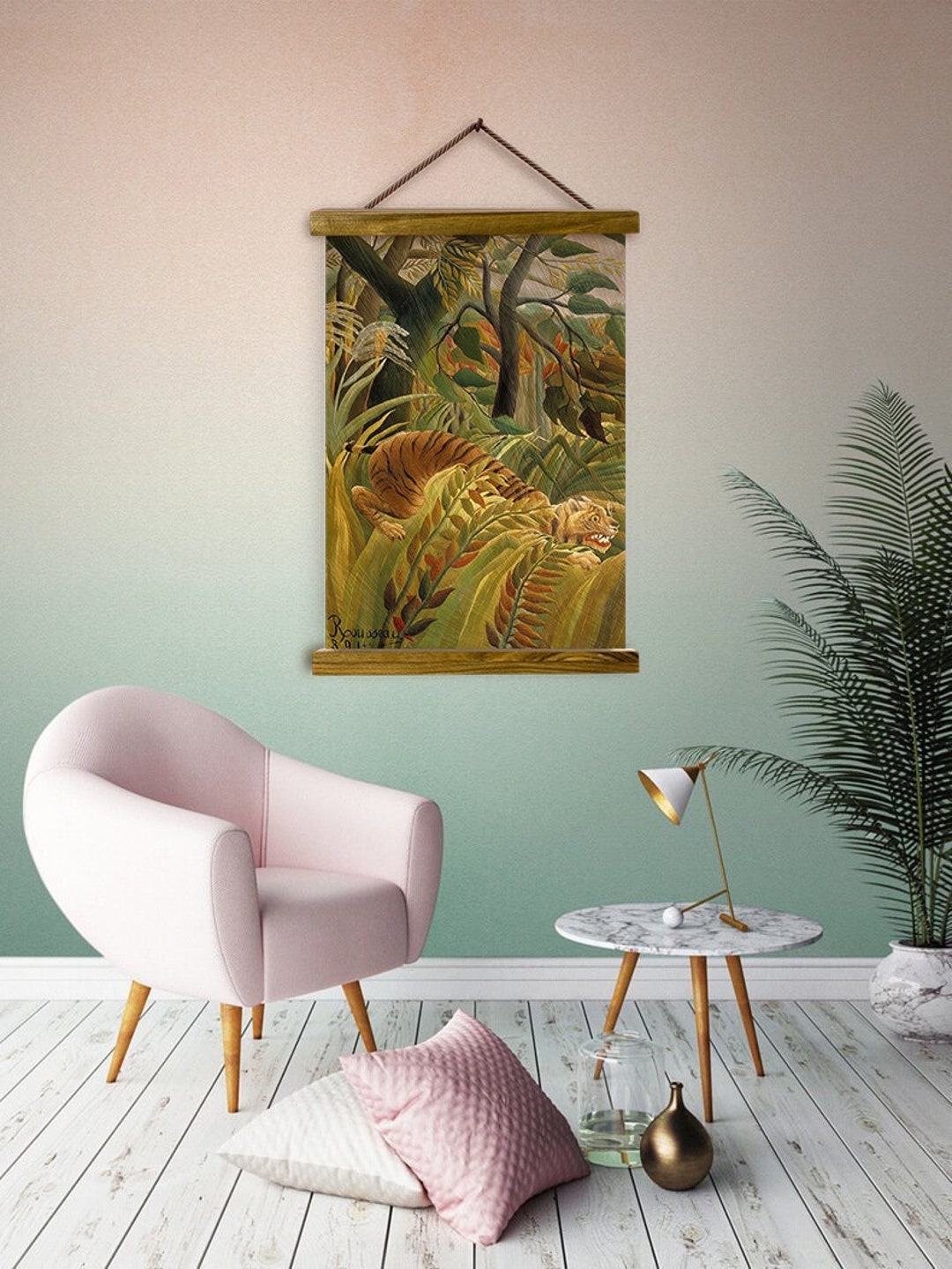 Tiger in a Tropical Storm Pounce on Its Prey Jungle Painting by Henri ...