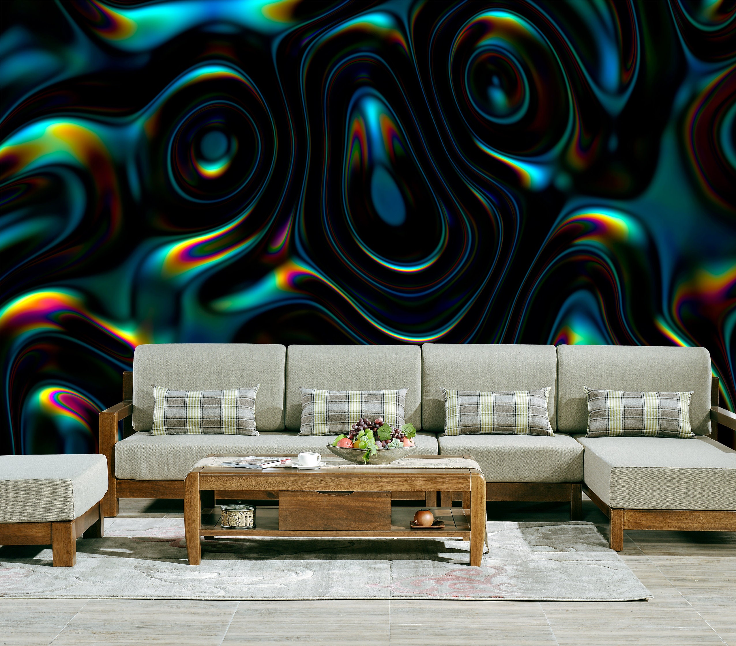 Colorful Iridescent Liquid Wallpaper Peel and Stick Wall Decor Abstract ...