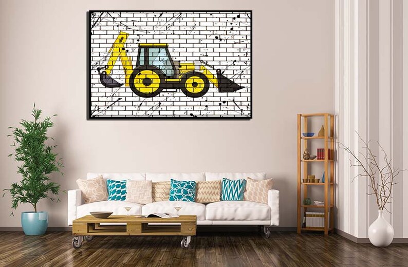 Digger Poster Truck Wall Art Vehicle Decor Construction Print Mechanism ...