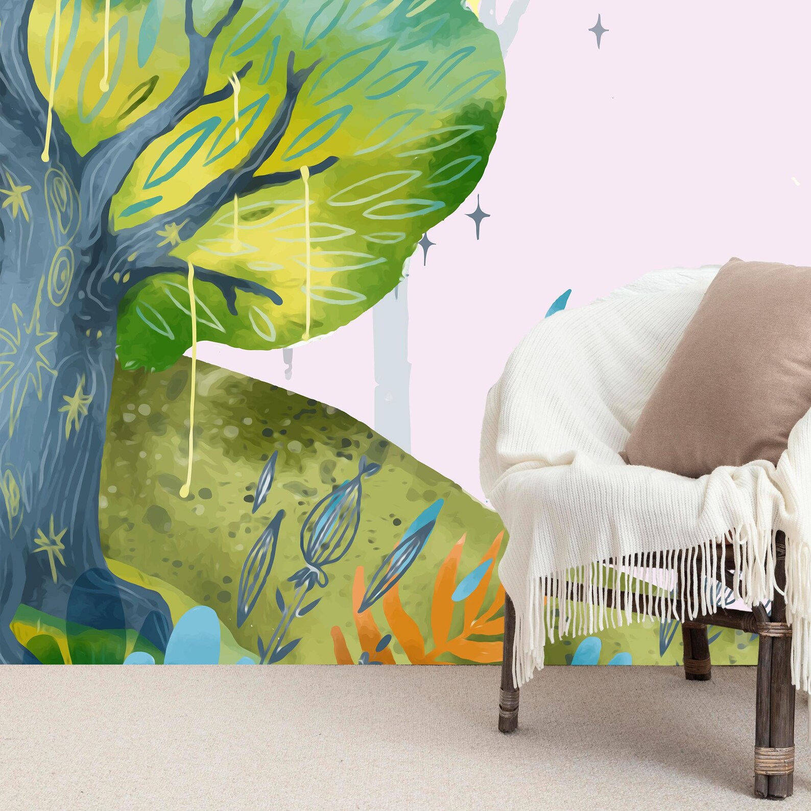 Personalized Name Wallpaper Custom Fantasy Forest Mural Removable Kids ...