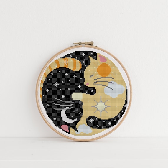 Luna and Apollo Cross Stitch Pattern Yin Yang Cross Stitch | Etsy