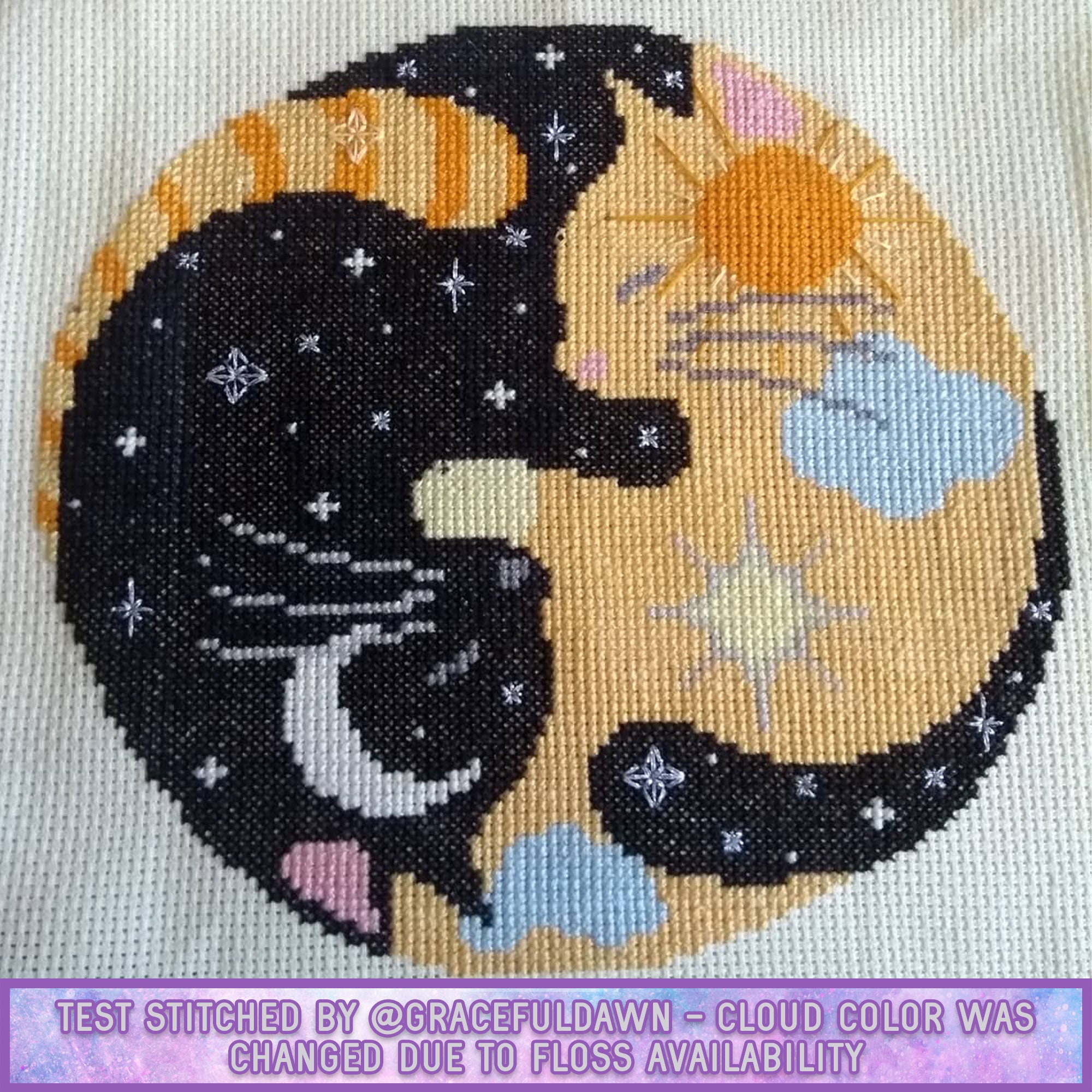 Luna and Apollo Cross Stitch Pattern Yin Yang Cross Stitch | Etsy