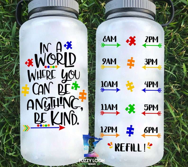 Autism Awareness Water Bottle in A World Where You Can Be - Etsy