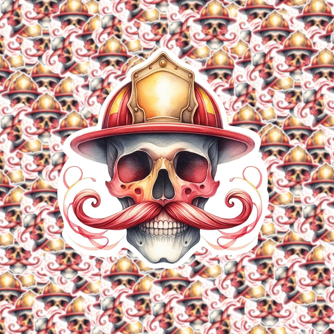 Watercolor Skeleton Firefighter Sticker - Etsy