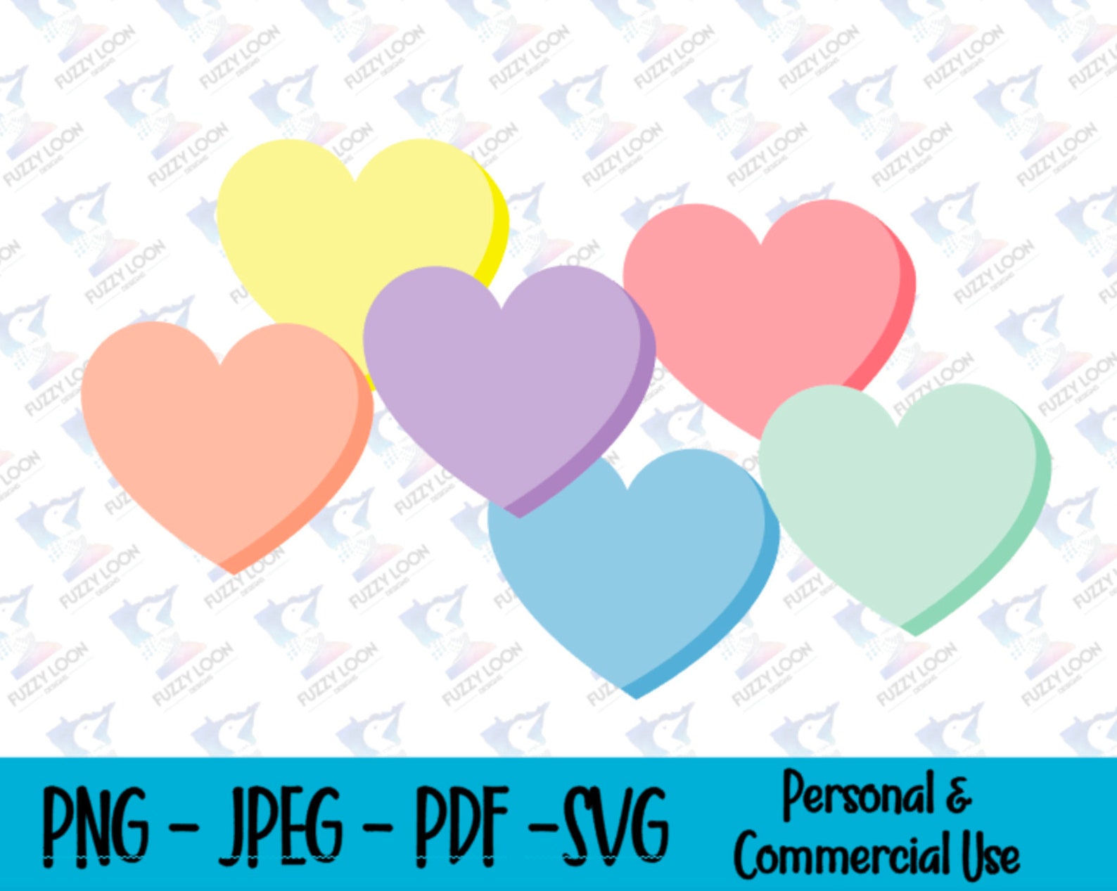 Candy Hearts Clip Art Digital Download Sublimation Images - Etsy
