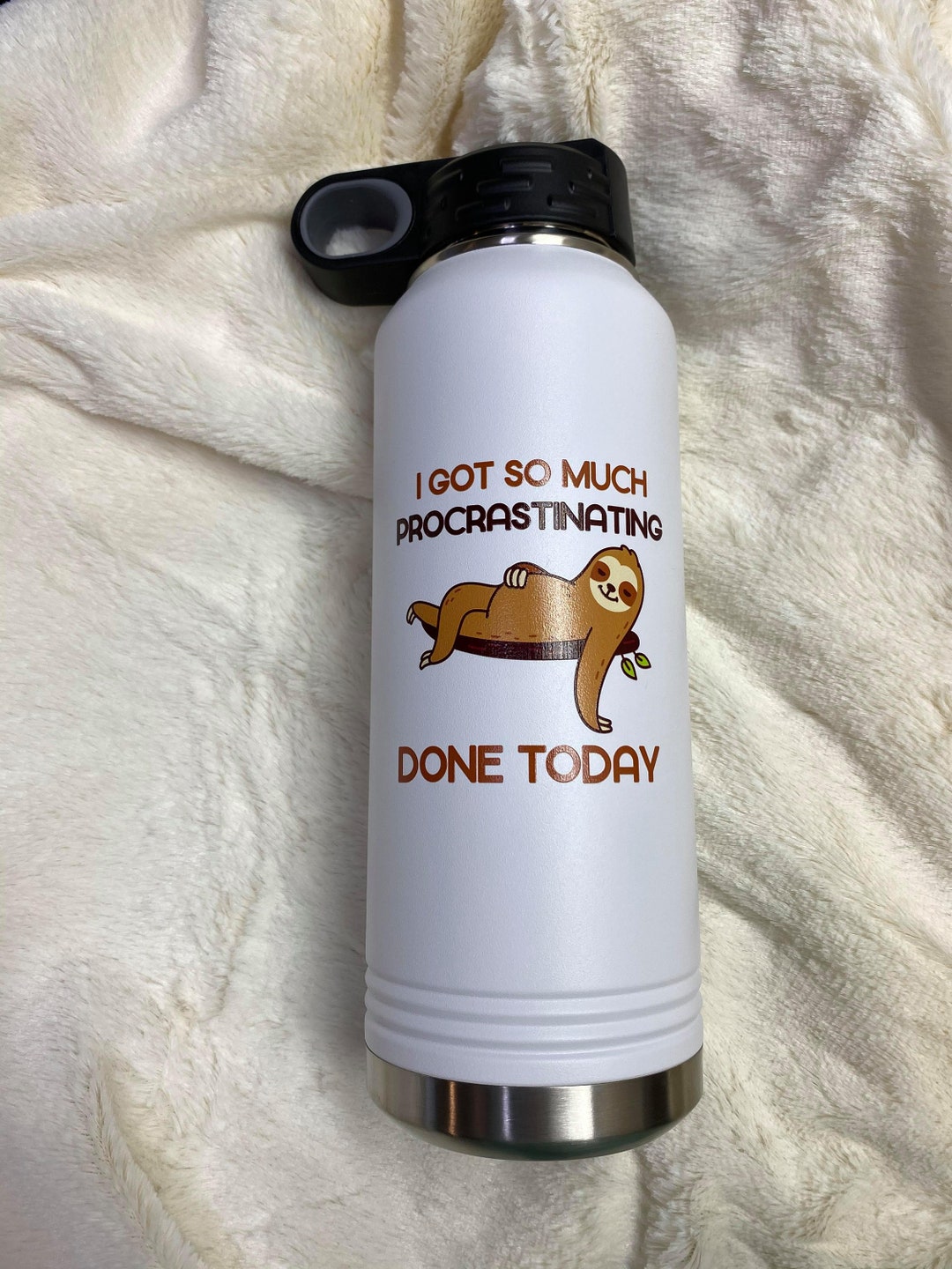 Procrastination Sloth | 32oz Insulated Bottle With Straw and Spout - Etsy