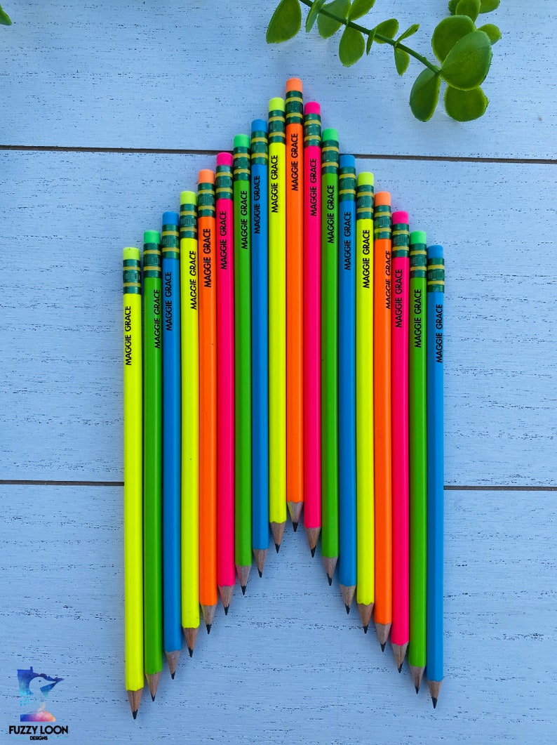 Personalized Neon Pencils 18 Pack Ticonderoga 2 | Etsy