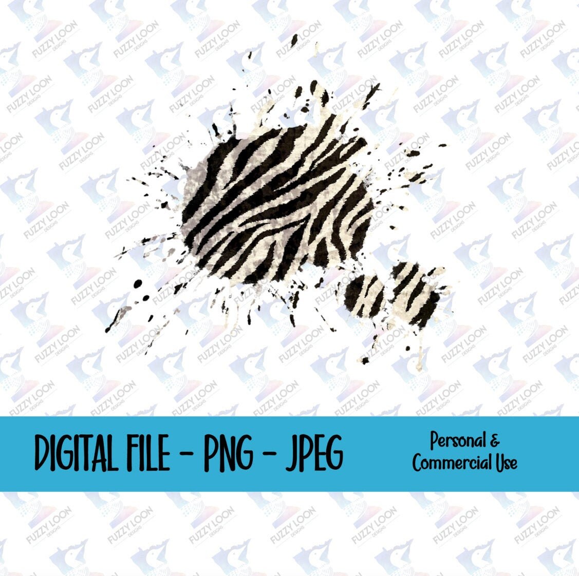 Zebra Print Splash Digital Download Sublimation Images | Etsy