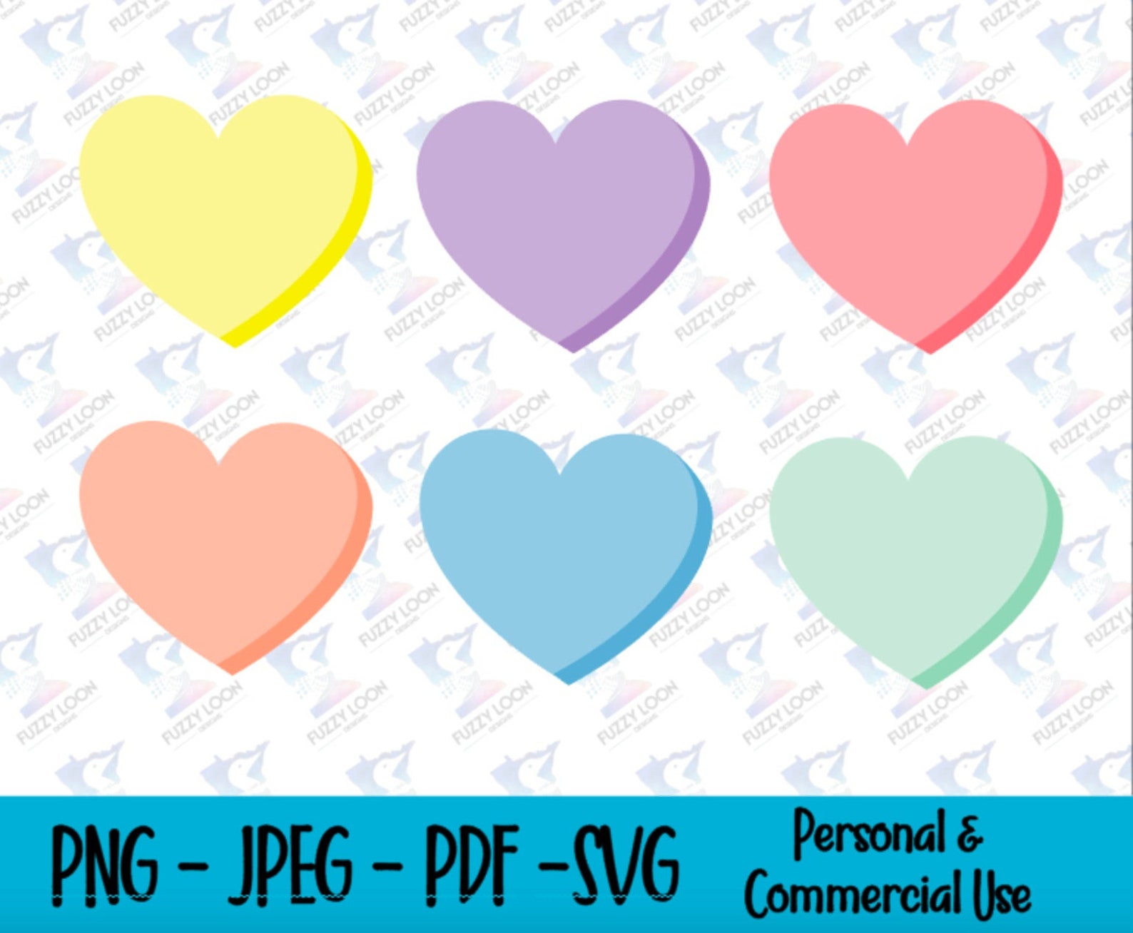 Candy Hearts Clip Art Digital Download Sublimation Images - Etsy