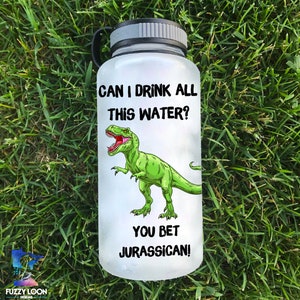T-rex Motivational Water Bottle With Tracker | Dinosaur Bottle | 34oz ...